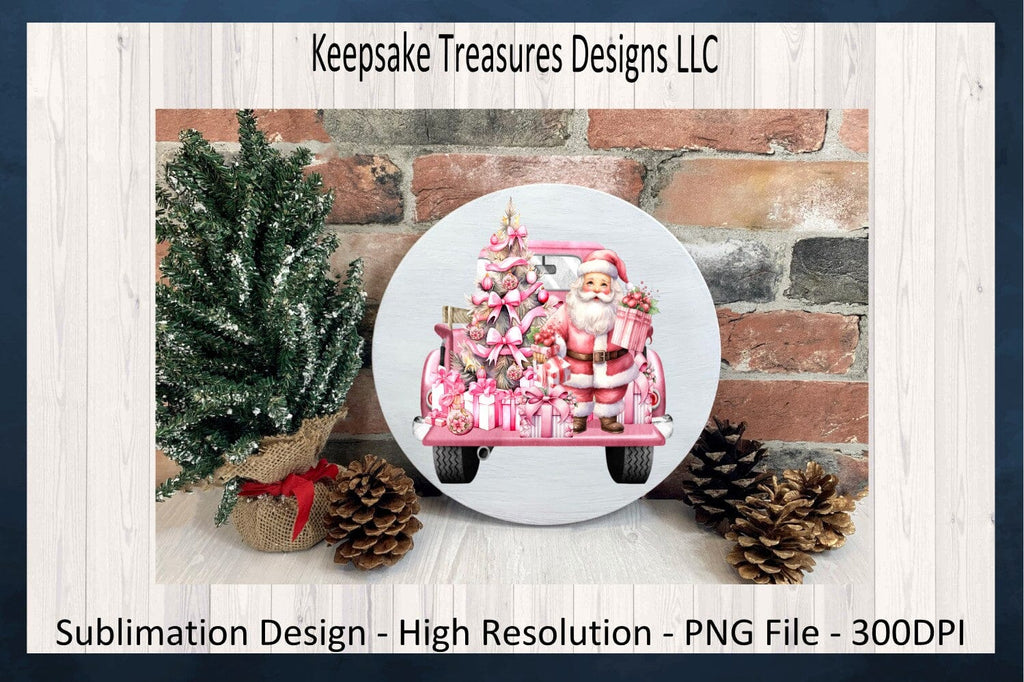 Pink Santa Christmas Tree Truck PNG, Vintage Santa Design, Holiday Sublimation, Instant Digital ...