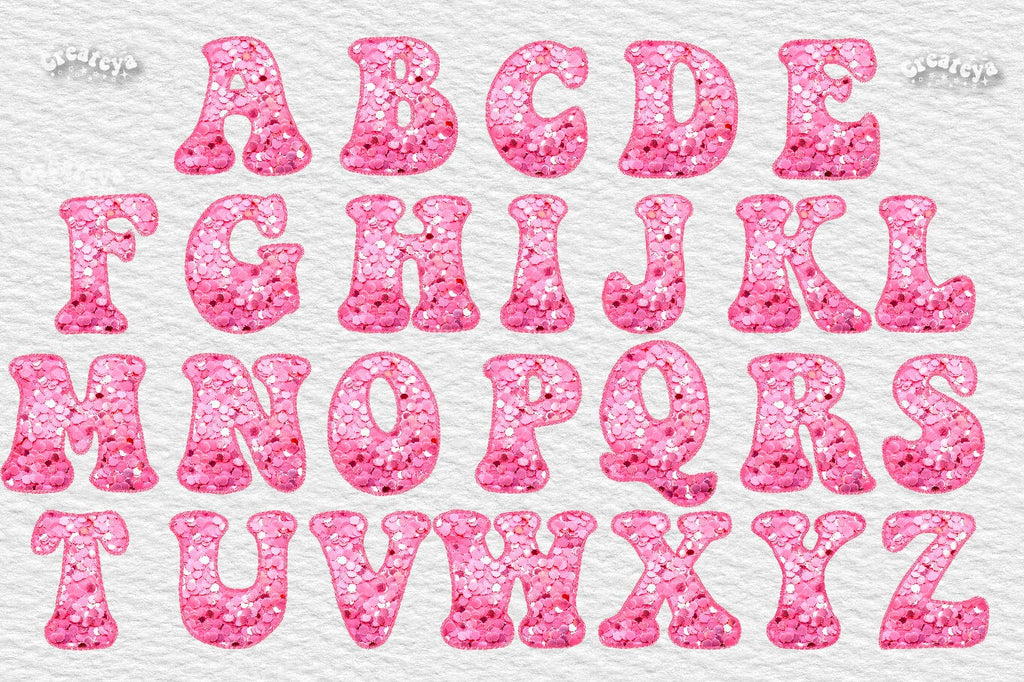 Pink Valentine Alphabet PNG Glitter Letters Numbers Symbols Girl ...