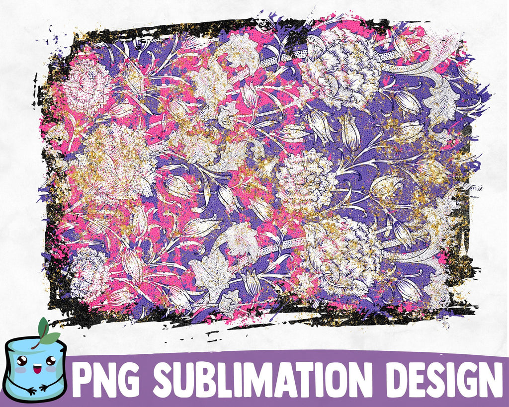 Pink Violet Flowers Sublimation Background - So Fontsy