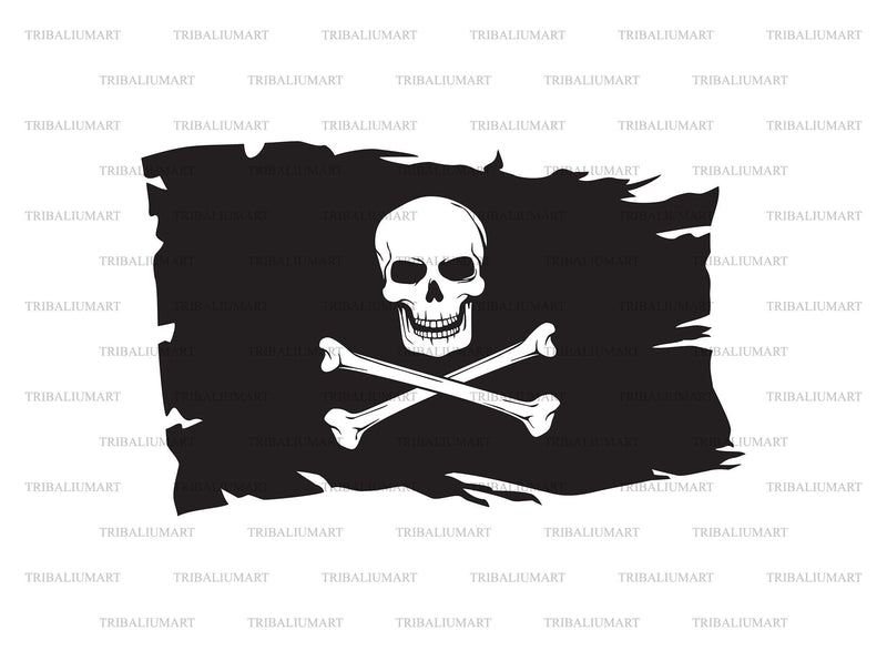 Pirate flag with skull and cross bones. Cut files for Cricut. Clip Art ...