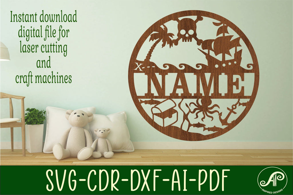 Pirate name sign svg laser cut template - So Fontsy