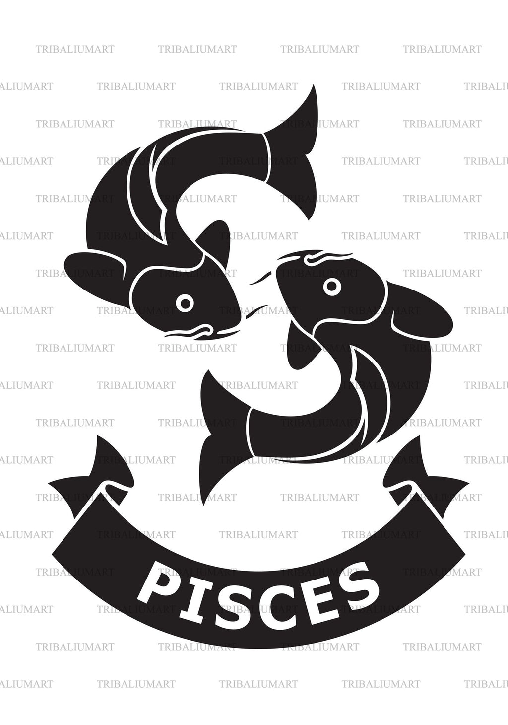 Pisces zodiac sign. Cut files for Cricut, Clip Art silhouettes (eps ...