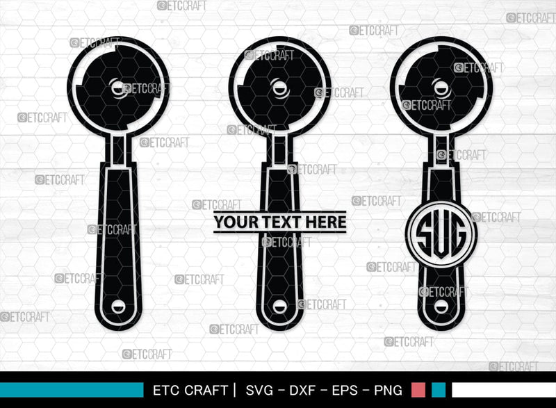Pizza Cutter Monogram, Pizza Cutter Silhouette, Pizza Cutter SVG, Pizza ...