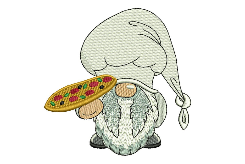 Pizza Gnome Embroidery Design, Chef Kitchen Embroidery Design - So Fontsy