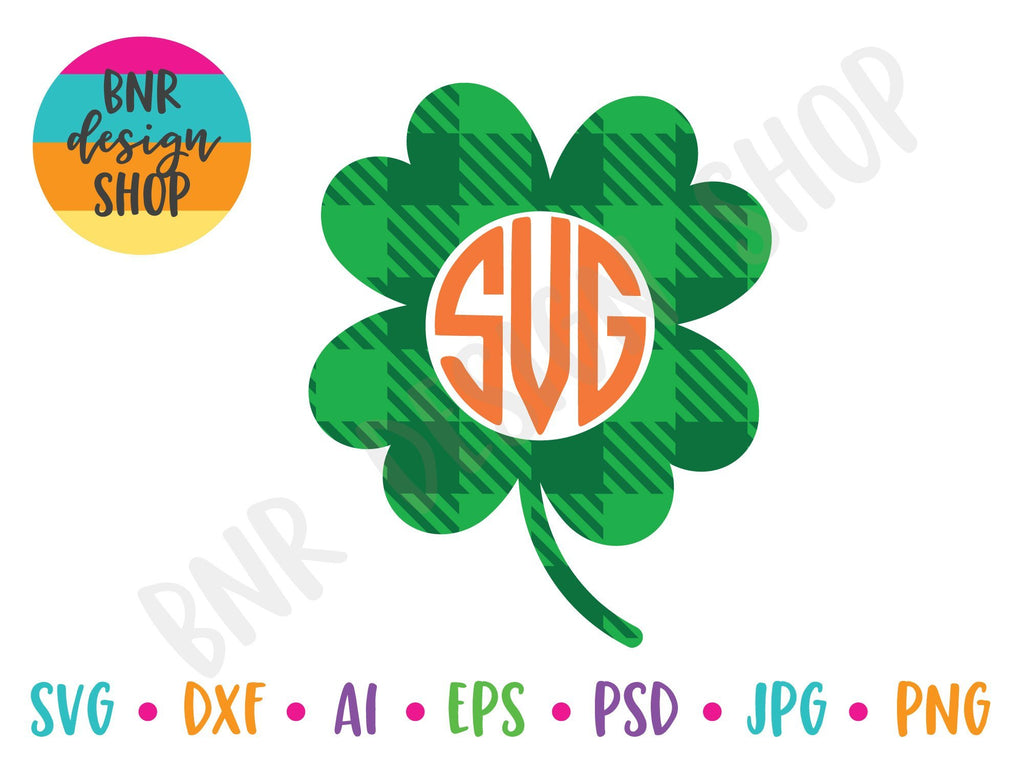 Plaid Clover Monogram Frame SVG - So Fontsy