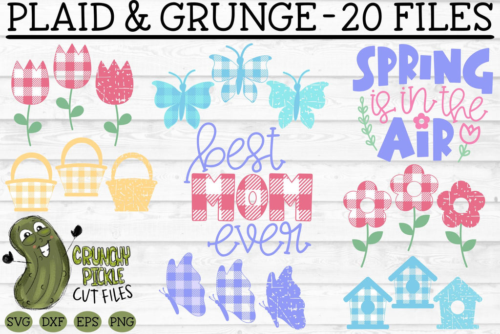 Plaid & Grunge Spring / Easter / Mother SVG Cut File Bundle - So Fontsy