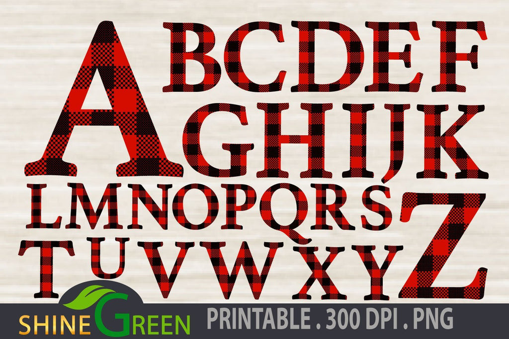 Plaid Letter PNG for Print, Sublimation, Buffalo Plaid Font, Alphabet ...