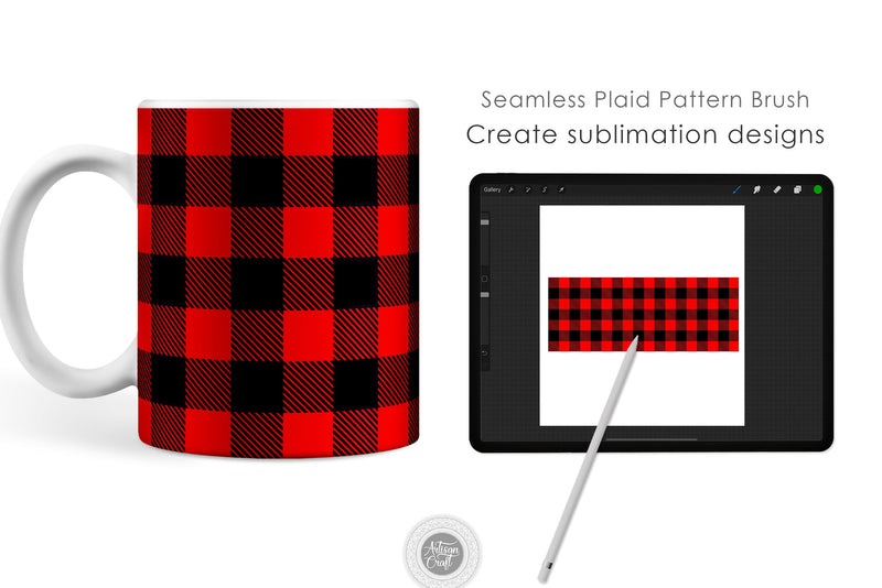 Plaid procreate brush with plaid seamless pattern | So Fontsy