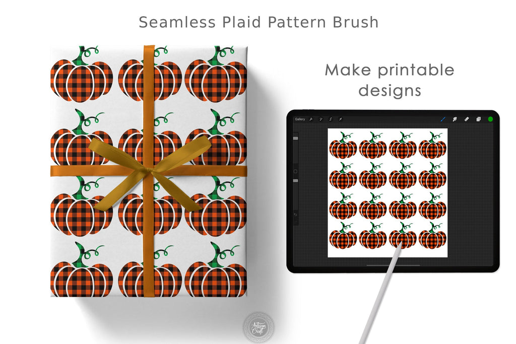 Plaid procreate brush with plaid seamless pattern | So Fontsy