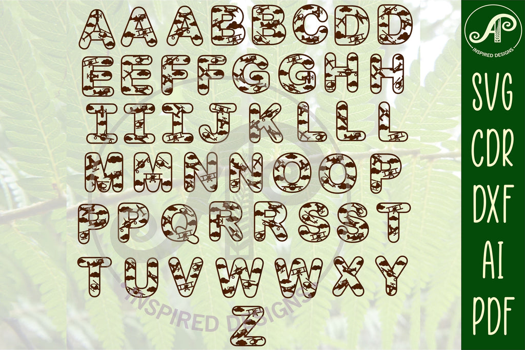 Plane alphabet set. 2 layer letters. 47letter - So Fontsy