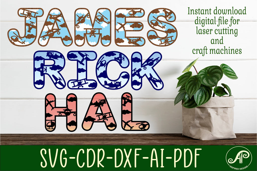 Plane alphabet set. 2 layer letters. 47letter - So Fontsy