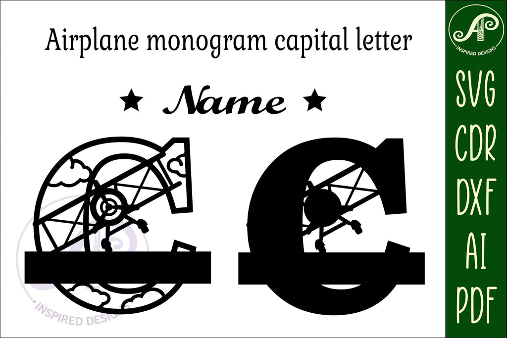 Plane Capital Monogram Letter C SVG Cut - So Fontsy