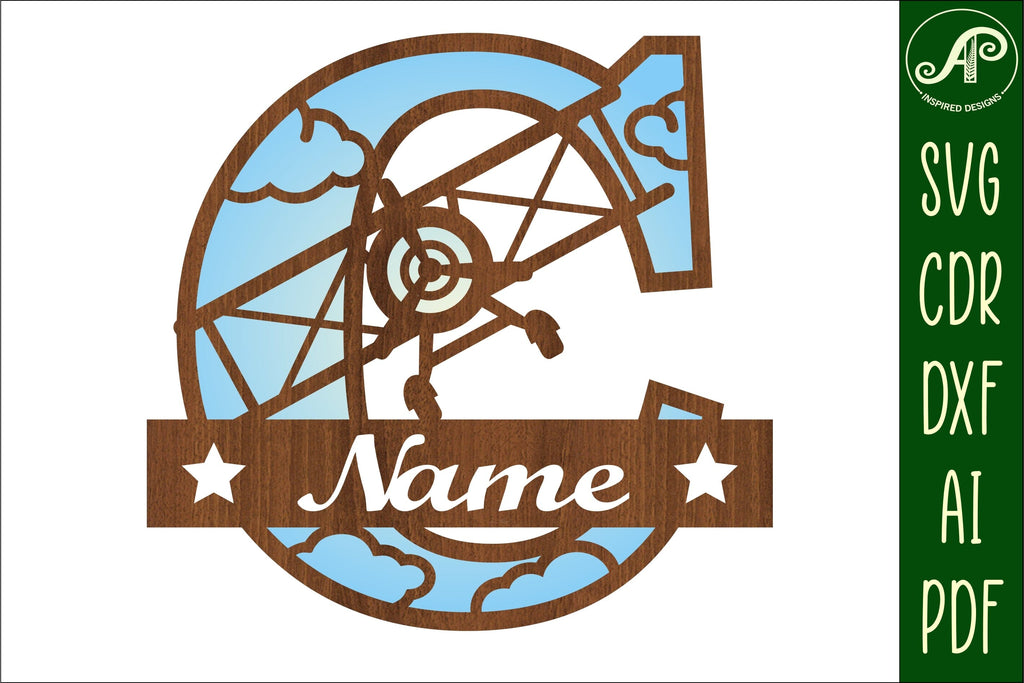 Plane Capital Monogram Letter C SVG Cut - So Fontsy