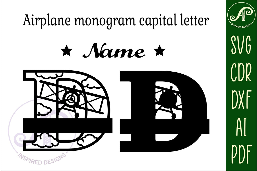 Plane Capital Monogram Letter D SVG Cut - So Fontsy