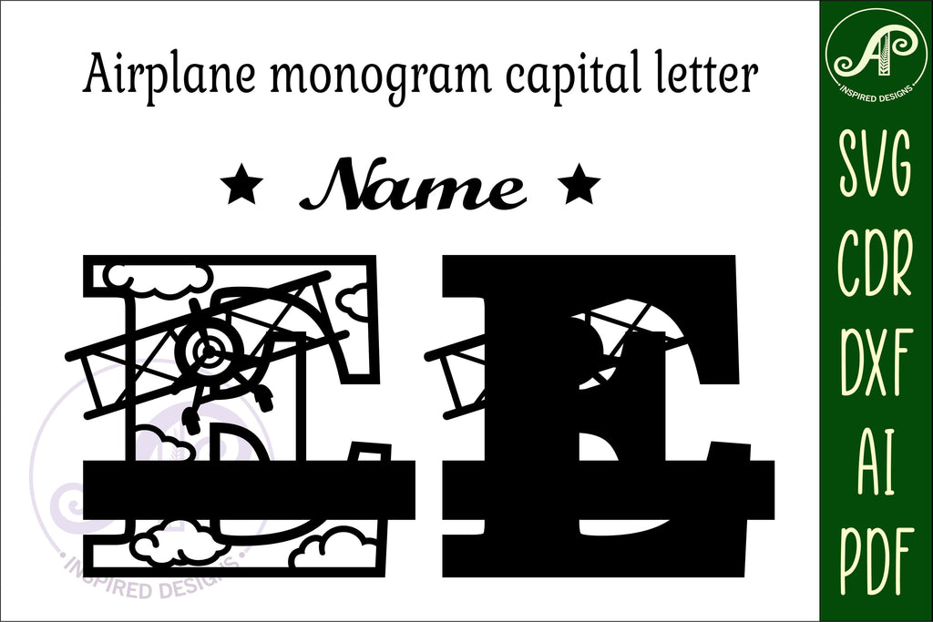 Plane Capital Monogram Letter E SVG Cut - So Fontsy