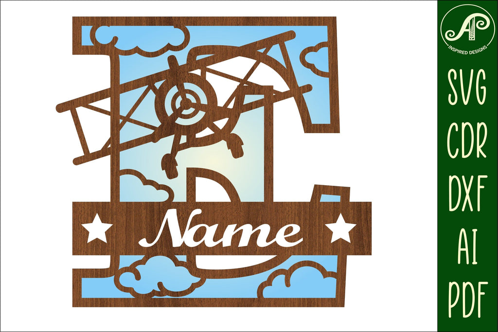 Plane Capital Monogram Letter E SVG Cut - So Fontsy