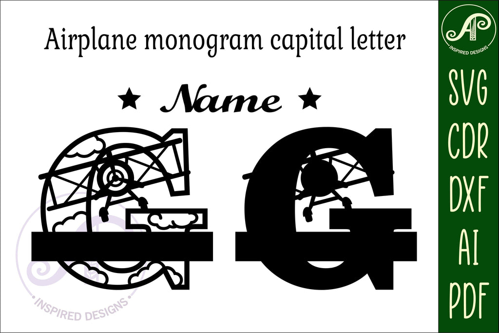 Plane Capital Monogram Letter G SVG Cut - So Fontsy