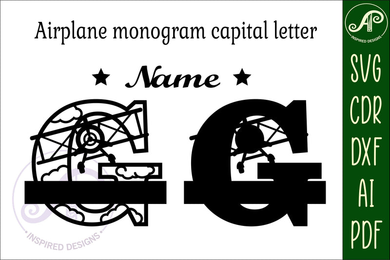 Plane Capital Monogram Letter G SVG Cut - So Fontsy