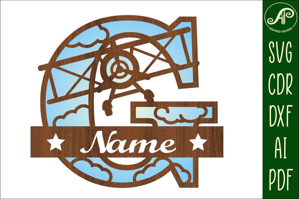 Plane Capital Monogram Letter G SVG Cut - So Fontsy