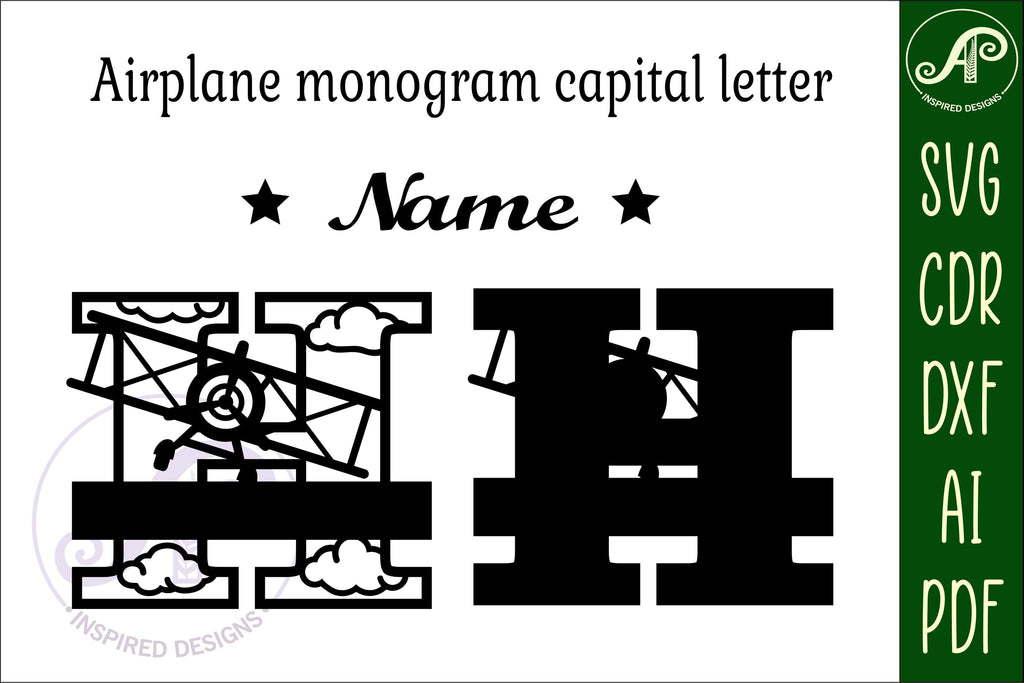 Plane Capital Monogram Letter H SVG Cut - So Fontsy