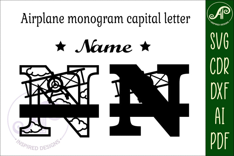 Plane Capital Monogram Letter N SVG Cut - So Fontsy