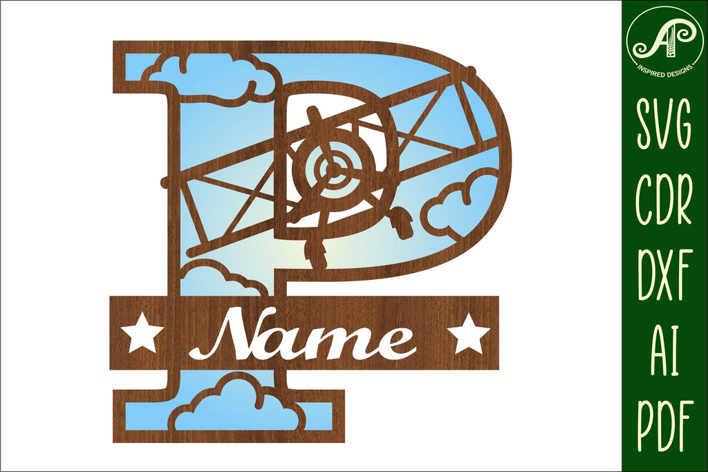 Plane Capital Monogram Letter P SVG Cut - So Fontsy