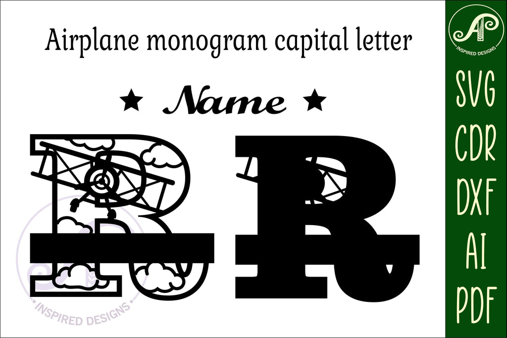 Plane Capital Monogram Letter R SVG Cut - So Fontsy