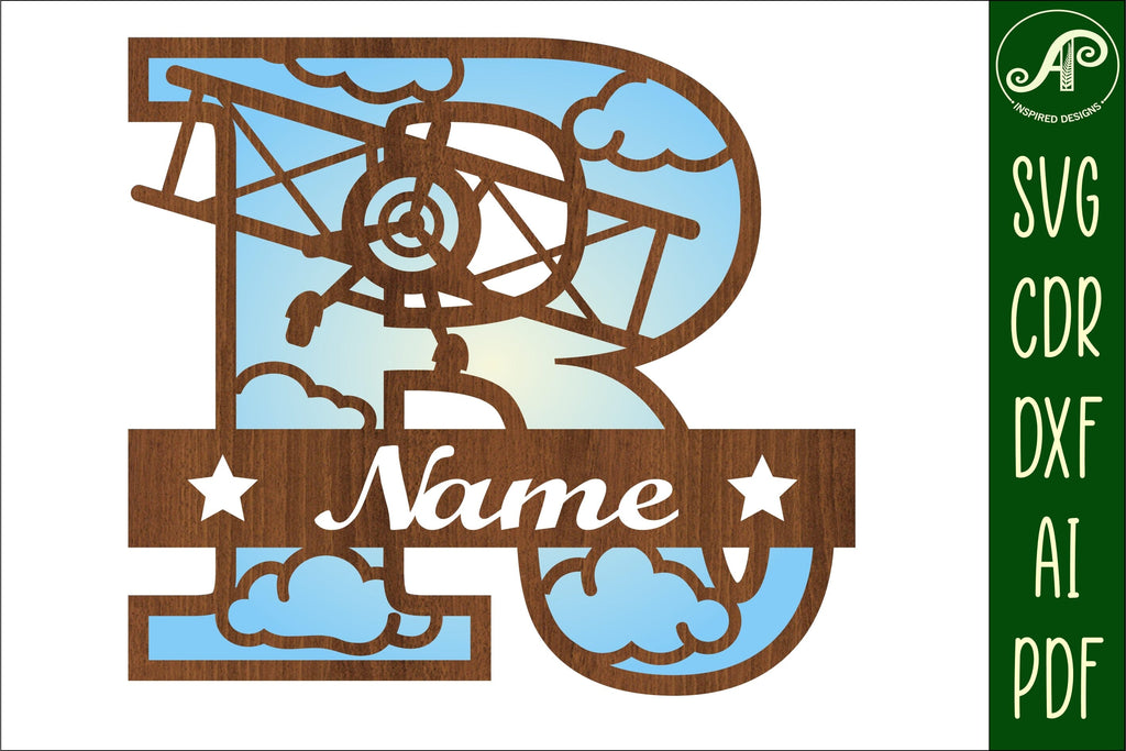 Plane Capital Monogram Letter R SVG Cut - So Fontsy