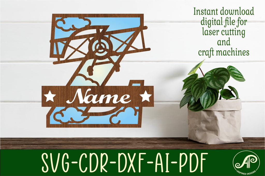 Plane Capital Monogram Letter Z SVG Cut - So Fontsy
