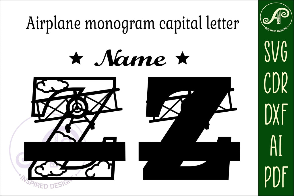 Plane Capital Monogram Letter Z SVG Cut - So Fontsy
