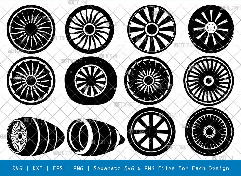 Plane Engine Silhouette Svg Cricut Cut Files Png Bundle, SB01074 - So ...