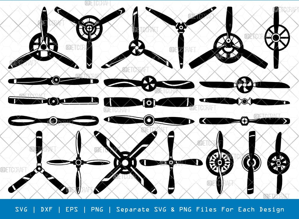 Plane Propellers Silhouette Svg Cricut Cut Files Png Bundle, SB01075 ...