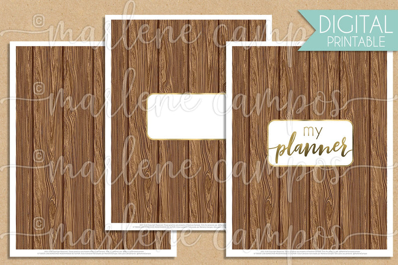 Planner Cover, Journal Cover, Notebook Cover, Classic wood - So Fontsy