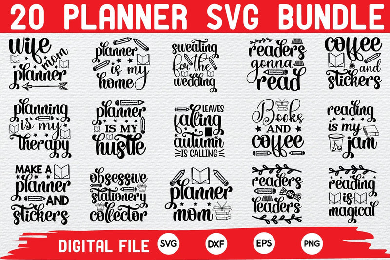 planner svg bundle cut files - So Fontsy