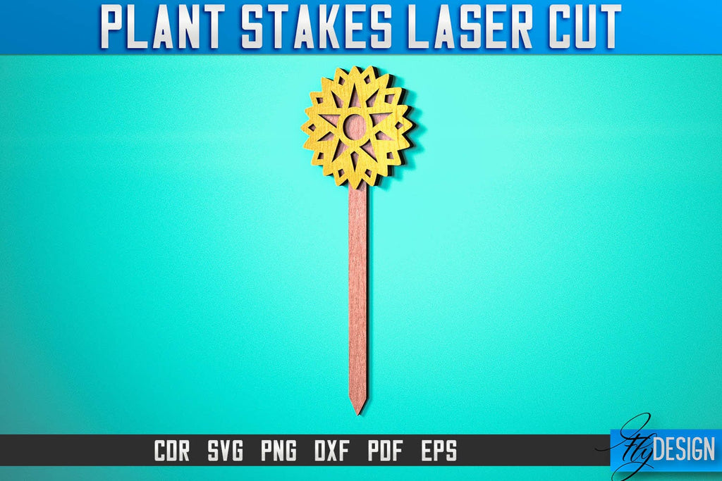 Plant Stakes Laser Cut SVG Bundle | Laser Flower Stakes SVG Design ...