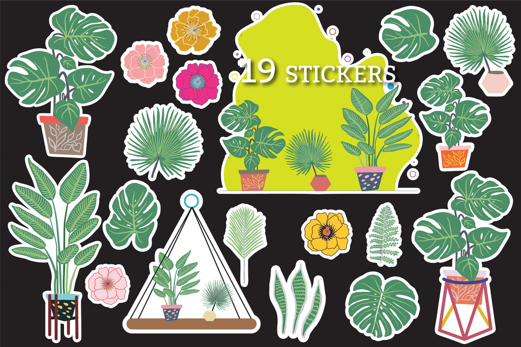 Plant stickers, Tropical 19 stickers - So Fontsy