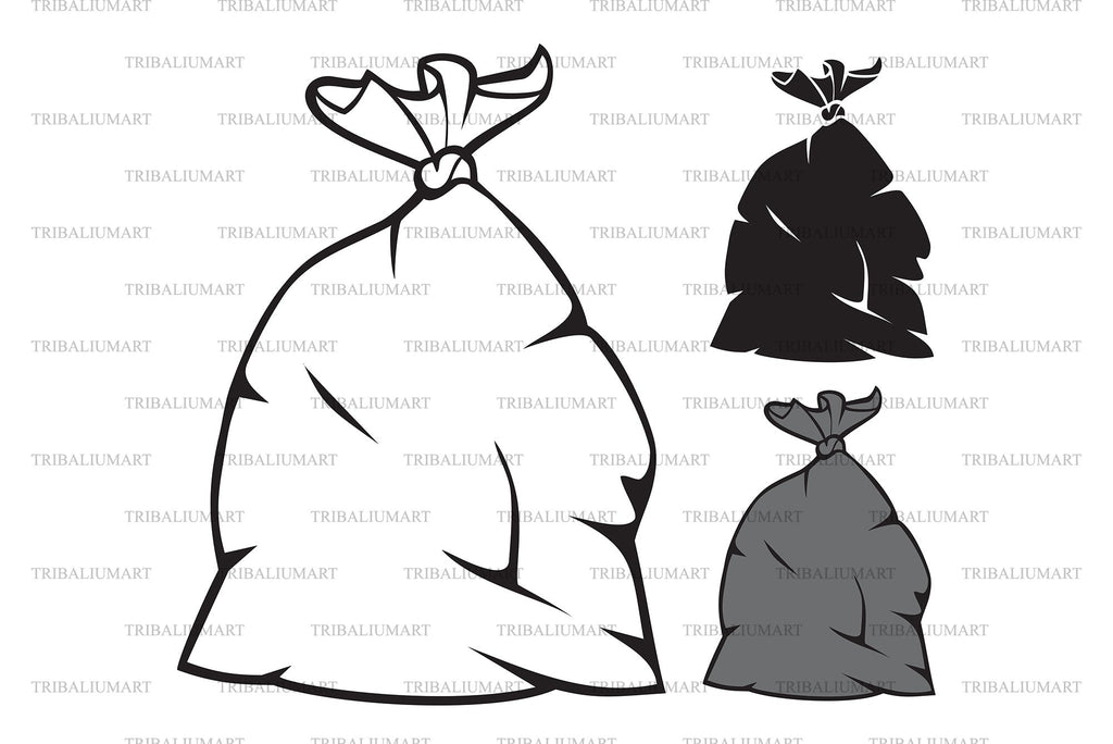 Plastic Garbage Bag. Cut files for Cricut. Clip Art silhouette (eps ...