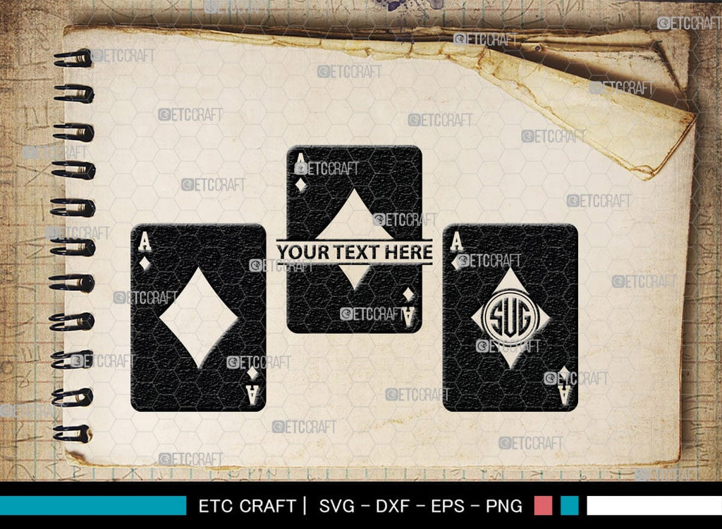Playing Cards Monogram, Playing Cards Silhouette, Playing Cards SVG ...