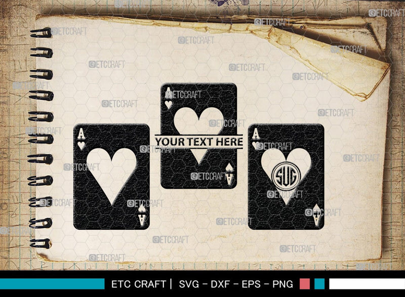 Playing Cards Monogram, Playing Cards Silhouette, Playing Cards SVG ...