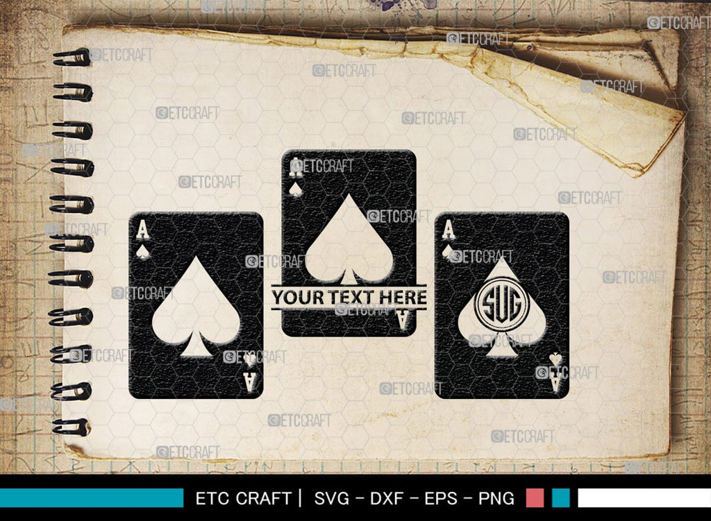 Playing Cards Monogram, Playing Cards Silhouette, Playing Cards SVG ...