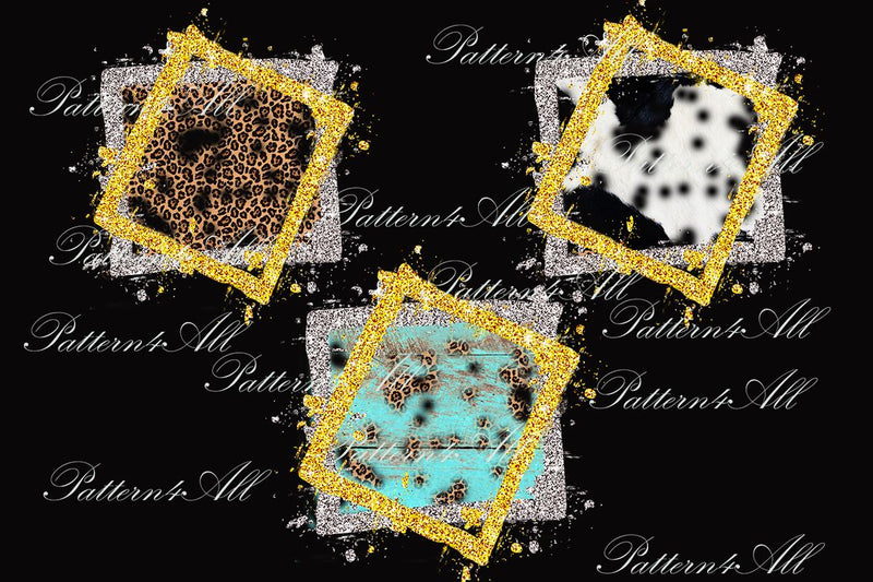 PNG Distressed Animal Print Sublimation Patches,turquoise wood ...