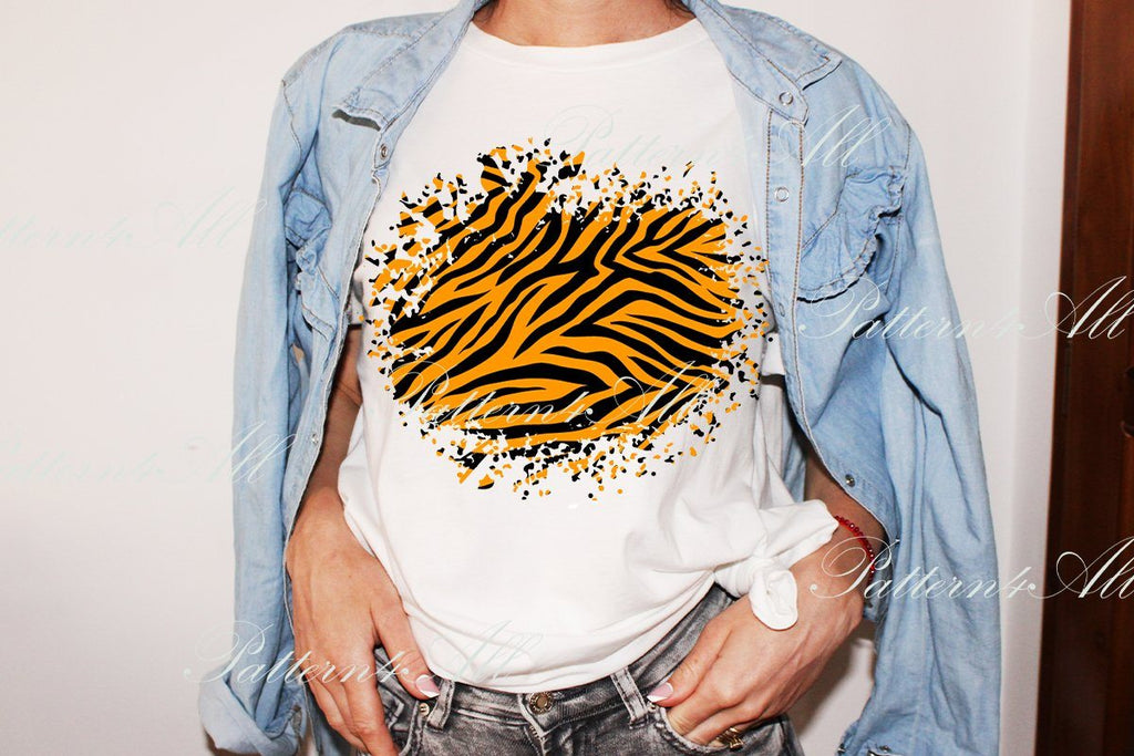 PNG Distressed Tiger Patches, Splash Sublimation Design, Digital Paper ...