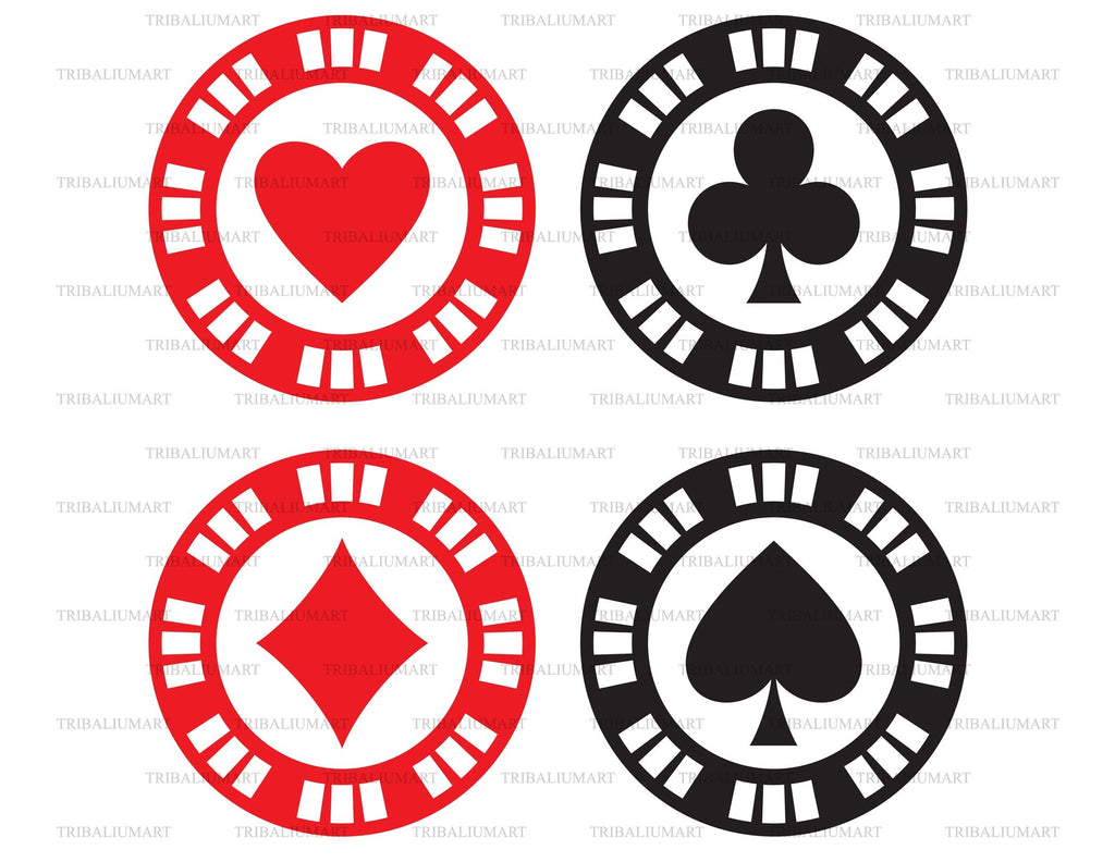 Poker chips. Cut files for Cricut. Clip Art (eps, svg, pdf, png, dxf ...