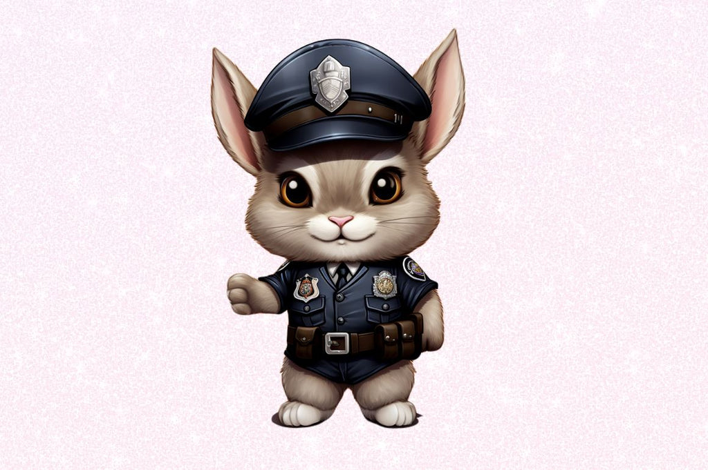 Police Bunny Cute Clipart - So Fontsy