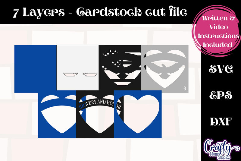 Police Officer Svg Shadow Box, 3D Layered Thin Blue Line Svg - So Fontsy