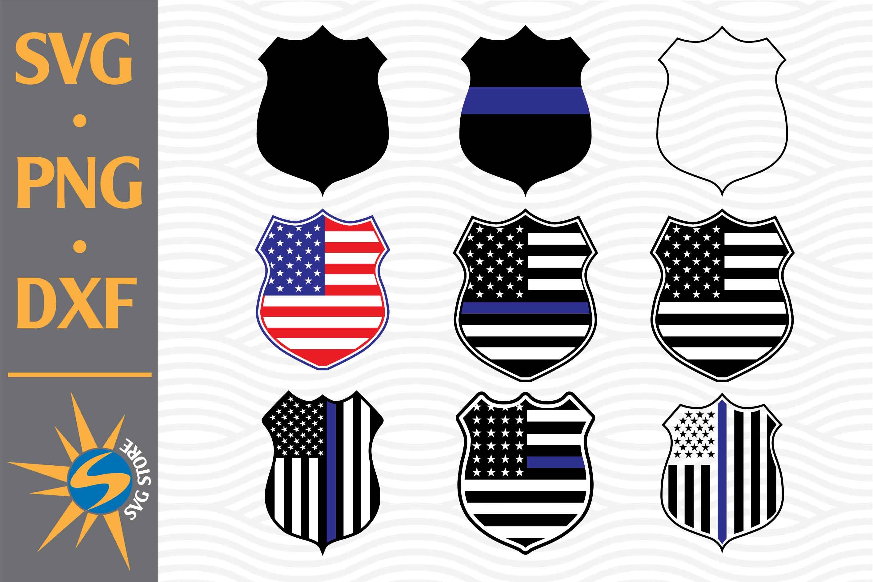 Police Shield American Flag SVG, PNG, DXF Digital Files Include - So Fontsy
