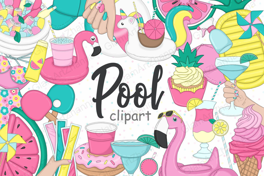 Pool Clipart Bundle | Swimming Illustration - So Fontsy