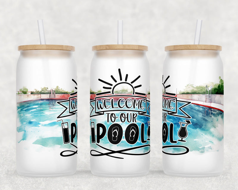 Pool Quotes Libbey Glass Can Wraps, 16oz Glass Can Sublimation Designs ...