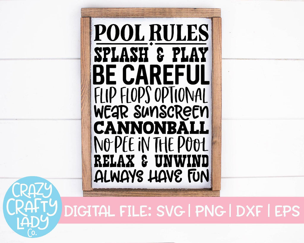 Pool Rules | Wood Sign SVG Cut File - So Fontsy
