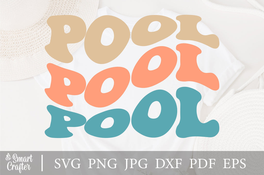 Pool Svg, Pool vibes Svg, Png Groovy Wavy Text Stacked Retro Vintage ...